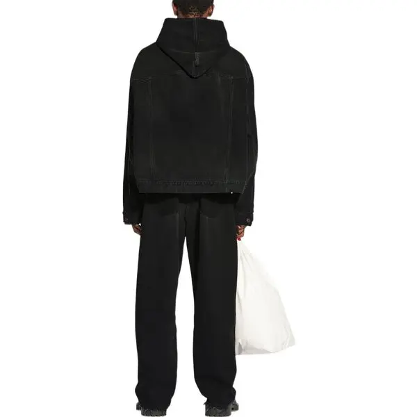 Balenciaga Soft Denim Pull-over Jacket With Drawstring Hood