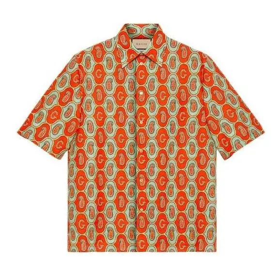 Gucci Cotton Linen G Paisley Shirt - Orange