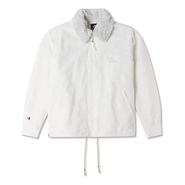 CONVERSE Utility Jacket With Faux Fur Collar - White