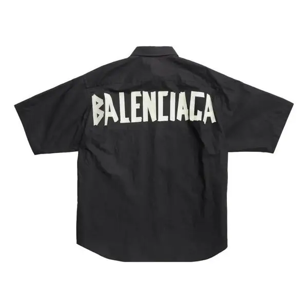 Balenciaga Tape Type Short Sleeve Shirt Large Fit - Black