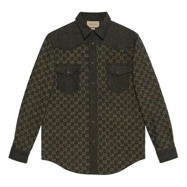 Gucci Gg Jacquard Denim Shirt - Black