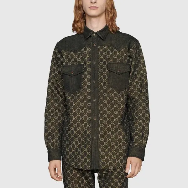 Gucci Gg Jacquard Denim Shirt
