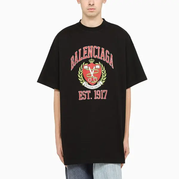 Balenciaga Est. 1917 College Logo Print Cotton T-shirt