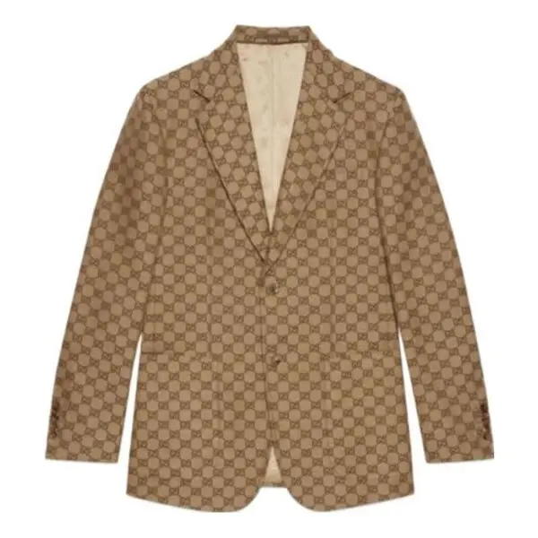 Gucci Gg Supreme Linen Formal Jacket Ebony