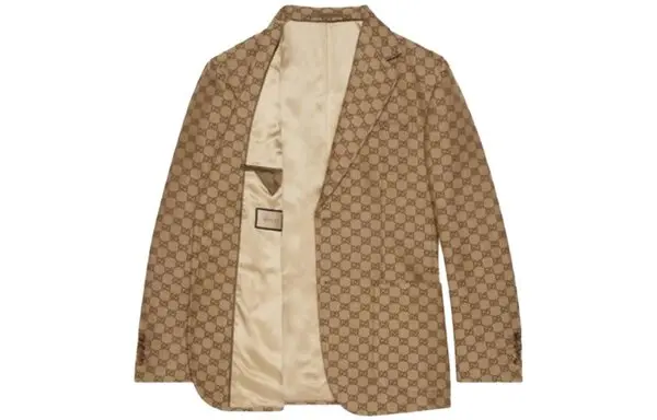 Gucci Gg Supreme Linen Formal Jacket Ebony
