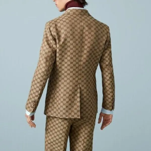 Gucci Gg Supreme Linen Formal Jacket Ebony
