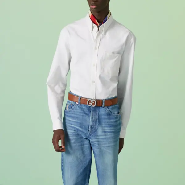 Gucci Oxford Cotton Shirt With Embroidery