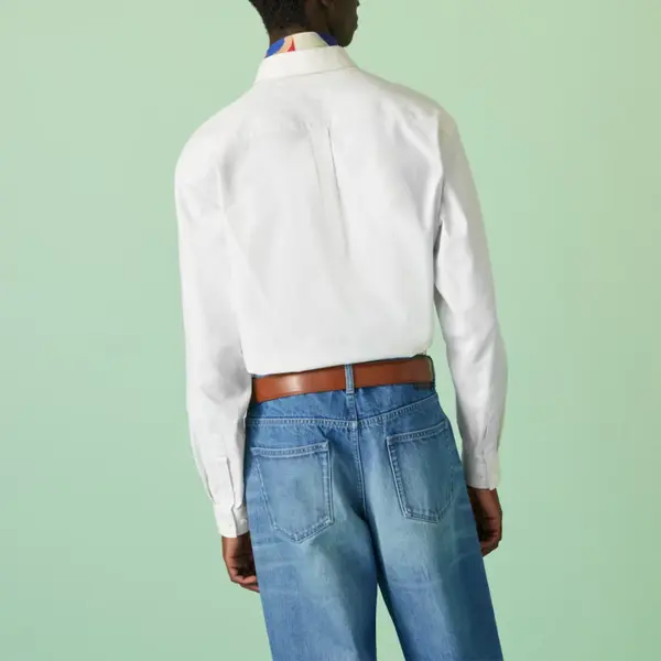 Gucci Oxford Cotton Shirt With Embroidery