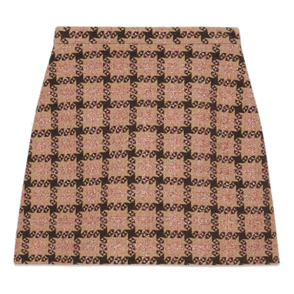 Gucci Lam Check Tweed Mini Skirt - Pink/brown