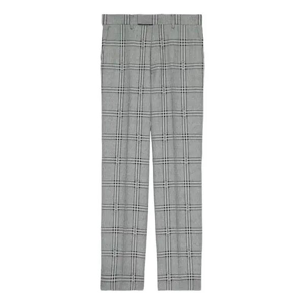 Gucci Horsebit Check Wool Tailored Pant - Grey