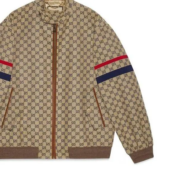 Gucci Gg Cotton Canvas Zip Jacket - Beige/blue