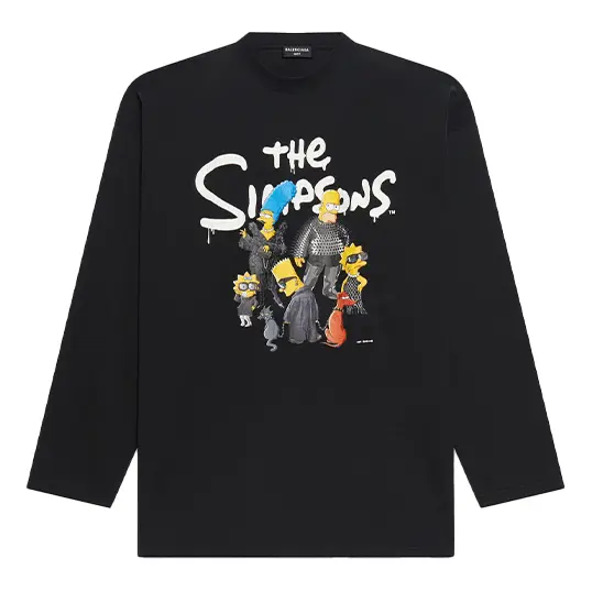 Balenciaga X The Simpsons Long Sleeve T-shirt Large Fit - Black
