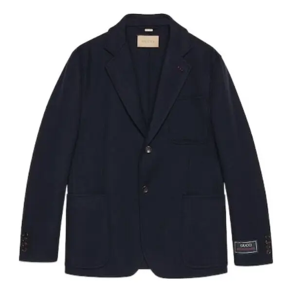 Gucci Lightweight Wool Blazer With Web Label - Dark Blue