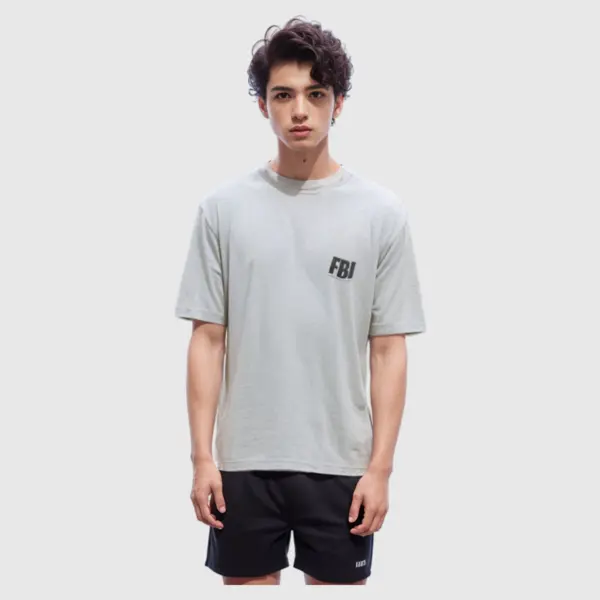 Balenciaga Fbi Oversized T-shirt 'heather Grey Black - Heather Grey/black