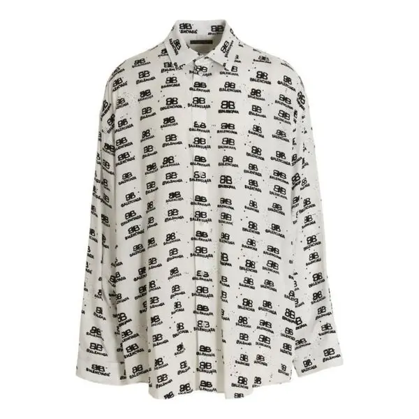 Balenciaga Bb Icon Poplin Shirt 'white Black - White/black