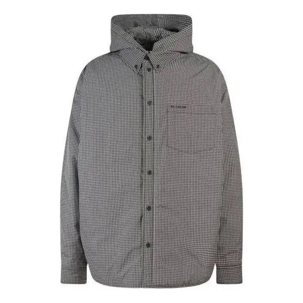 Balenciaga Plaid Hooded Shirt Jacket - Black/white