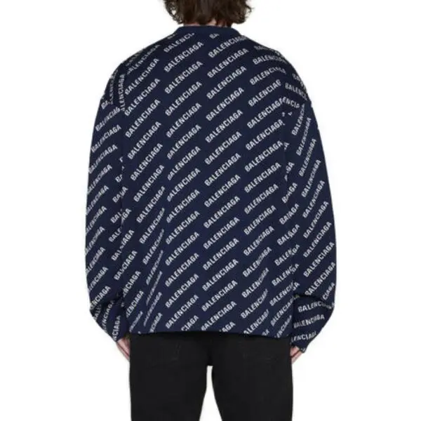 Balenciaga Allover Logo Knit Cardigan