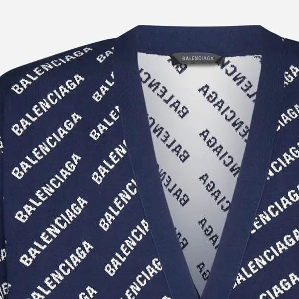 Balenciaga Allover Logo Knit Cardigan
