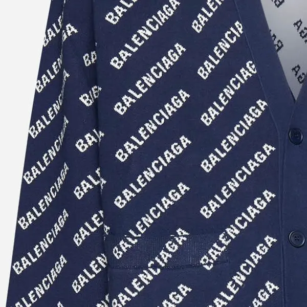 Balenciaga Allover Logo Knit Cardigan