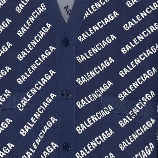 Balenciaga Allover Logo Knit Cardigan