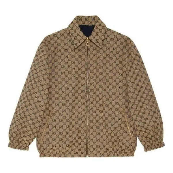 Gucci Gg Polyester Reversible Jacket 'blue Beige