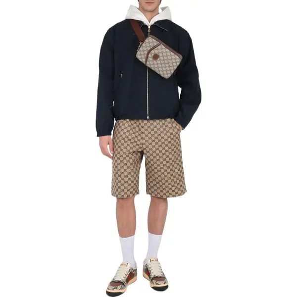 Gucci Gg Polyester Reversible Jacket 'blue Beige