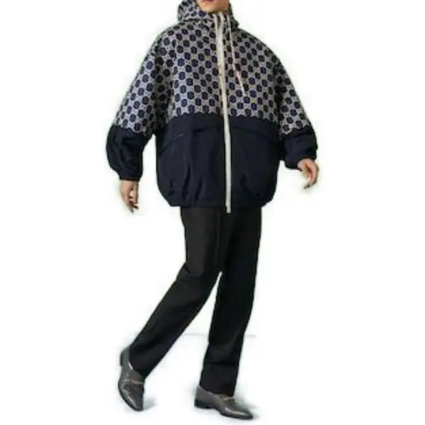 Gucci Gg Ripstop Fabric Zip Jacket 'blue Ivory
