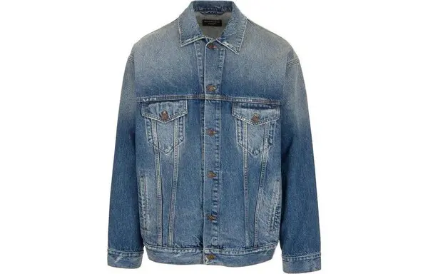 Balenciaga Denim Jacket With Back Emblem Patch