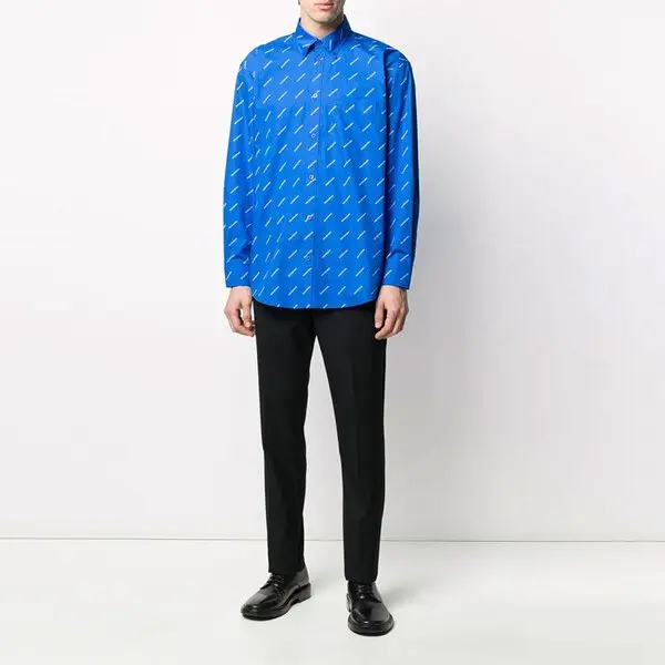 Balenciaga All Over Logo Shirt 'blue White