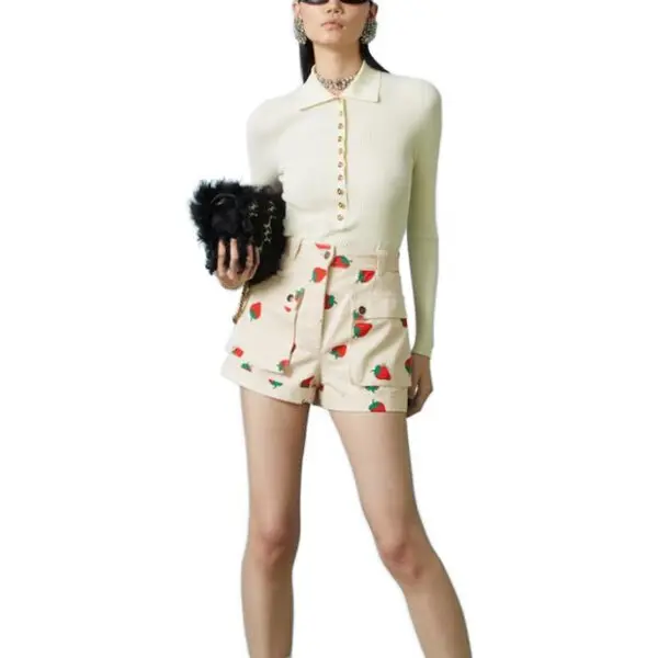 Gucci Strawberry Print Cotton Twill Shorts