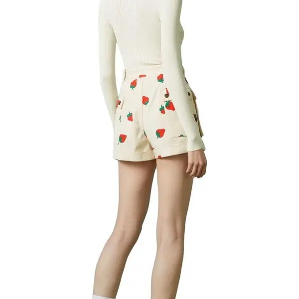 Gucci Strawberry Print Cotton Twill Shorts - Ivory