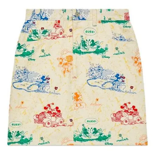 Gucci X Disney Mickey And Minnie Printed Skirt - Beige