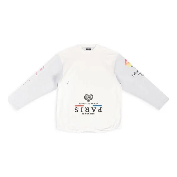 Balenciaga Upside Down Long Sleeve T-shirt - White