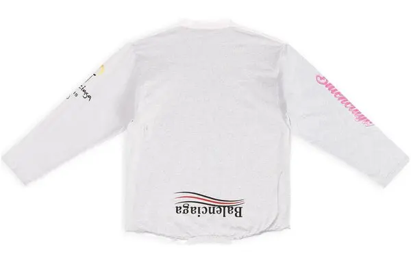 Balenciaga Upside Down Long Sleeve T-shirt - White
