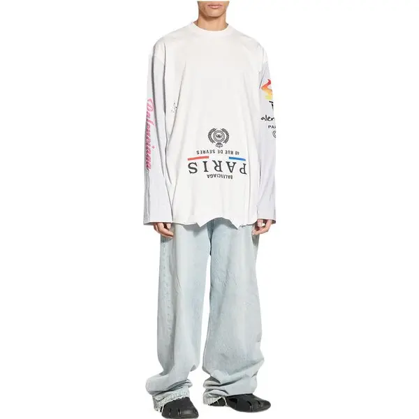 Balenciaga Upside Down Long Sleeve T-shirt - White