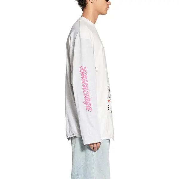 Balenciaga Upside Down Long Sleeve T-shirt - White
