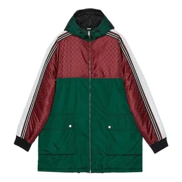 Gucci Gg Jacquard Nylon Jacket 'green Red