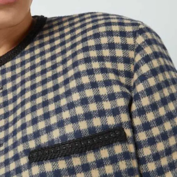 Gucci Wool Gingham Jacket With Interlocking G 'beige Blue