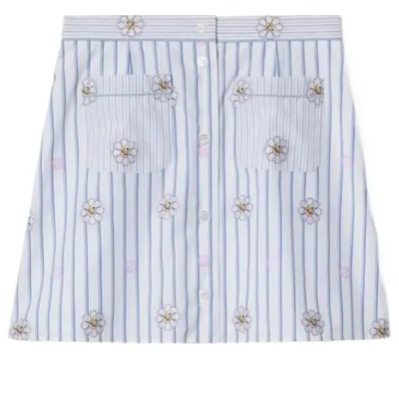 Gucci Interlocking G And Flower Print Skirt - White/light Blue