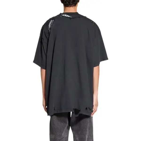 Balenciaga 3b Sports Icon Repaired Oversized T-shirt - Washed Black