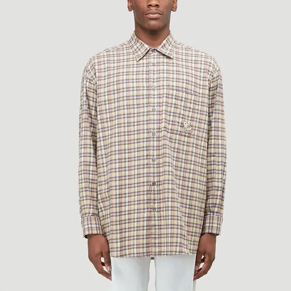 Gucci Chicken Embroidery Check Shirt