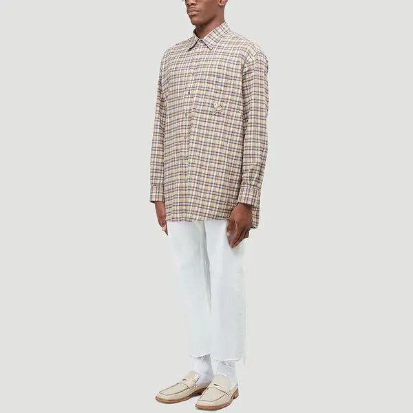 Gucci Chicken Embroidery Check Shirt