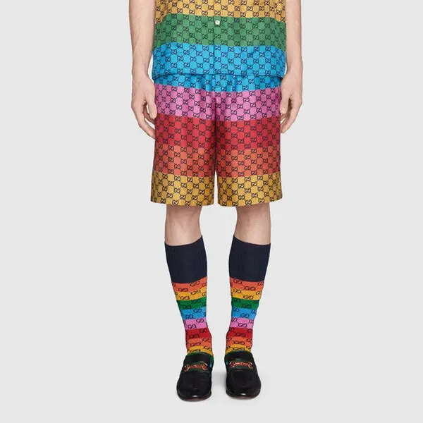 Gucci Gg Striped Wide-leg Swim Shorts