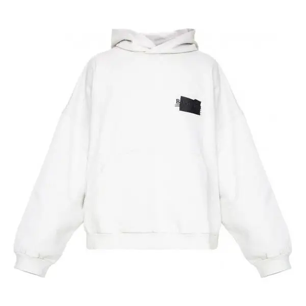 Balenciaga Oversized Hoodie With Graphic Detail - Ecru