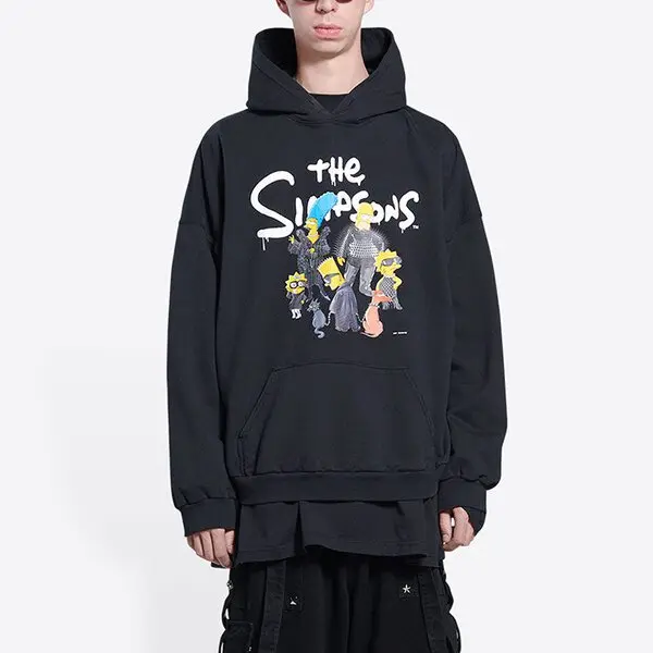 Balenciaga X The Simpsons Cotton Hoodie - Black