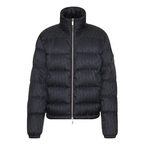 Dior Oblique Down Jacket In Nylon Jacquard - Black