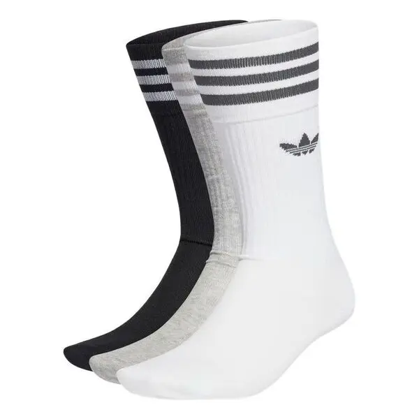 Adidas Solid Crew Socks 3 Pack - White/black/grey