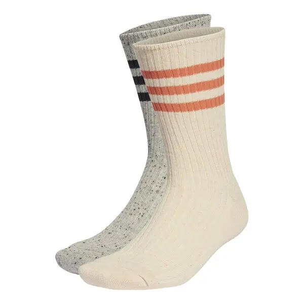 Adidas Lounge Crew Socks 2 Pairs 'beige Grey