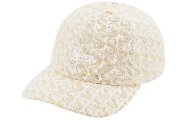 Supreme Monogram Denim 6-panel Cap - White/gold