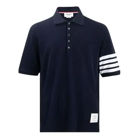 Thom Browne Collar Short Sleeve T-shirt - Navy